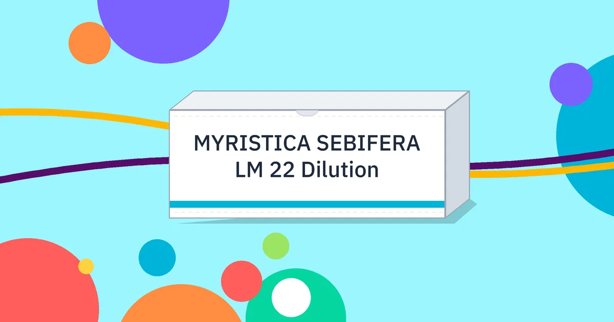 Symbolbild: Packung mit der Aufschrift MYRISTICA SEBIFERA LM 22 Dilution (PZN 13612673) – Verfügbarkeit und Bezug in Apotheken in Frankfurt am Main
