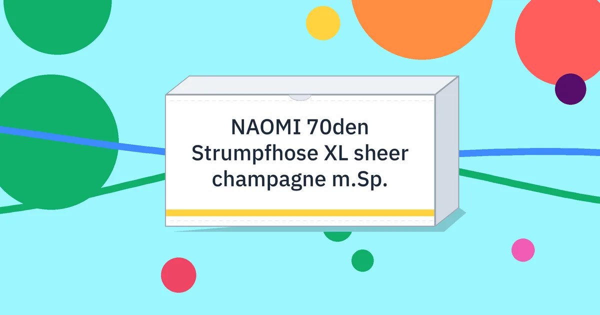 Symbolbild: Packung mit der Aufschrift NAOMI 70den Strumpfhose XL sheer champagne m.Sp. (PZN 16179751) – Verfügbarkeit und Bezug in Apotheken in Frankfurt am Main
