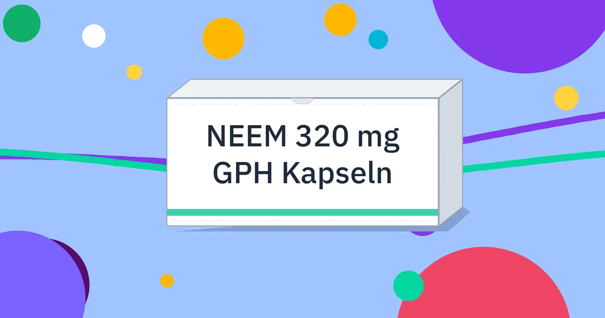Symbolbild: Packung mit der Aufschrift NEEM 320 mg GPH Kapseln (PZN 10098046) – Verfügbarkeit und Bezug in Apotheken in Frankfurt am Main