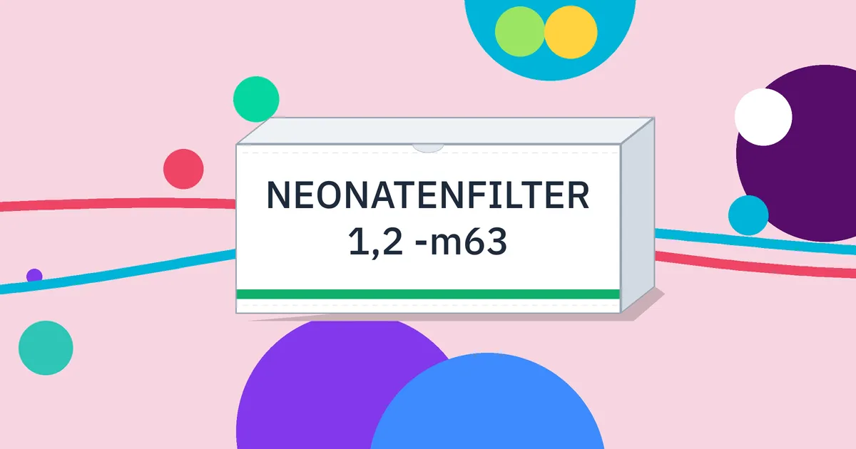Symbolbild: Packung mit der Aufschrift NEONATENFILTER 1,2 -m63 (PZN 18796519) – Verfügbarkeit und Bezug in Apotheken in Frankfurt am Main