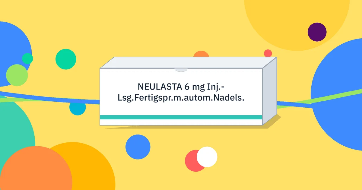 Symbolbild: Packung mit der Aufschrift NEULASTA 6 mg Inj.-Lsg.Fertigspr.m.autom.Nadels. (PZN 08469133) – Verfügbarkeit und Bezug in Apotheken in Frankfurt am Main