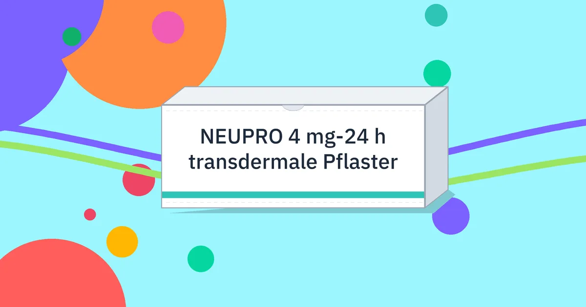 Symbolbild: Packung mit der Aufschrift NEUPRO 4 mg-24 h transdermale Pflaster (PZN 10713729) – Verfügbarkeit und Bezug in Apotheken in Frankfurt am Main