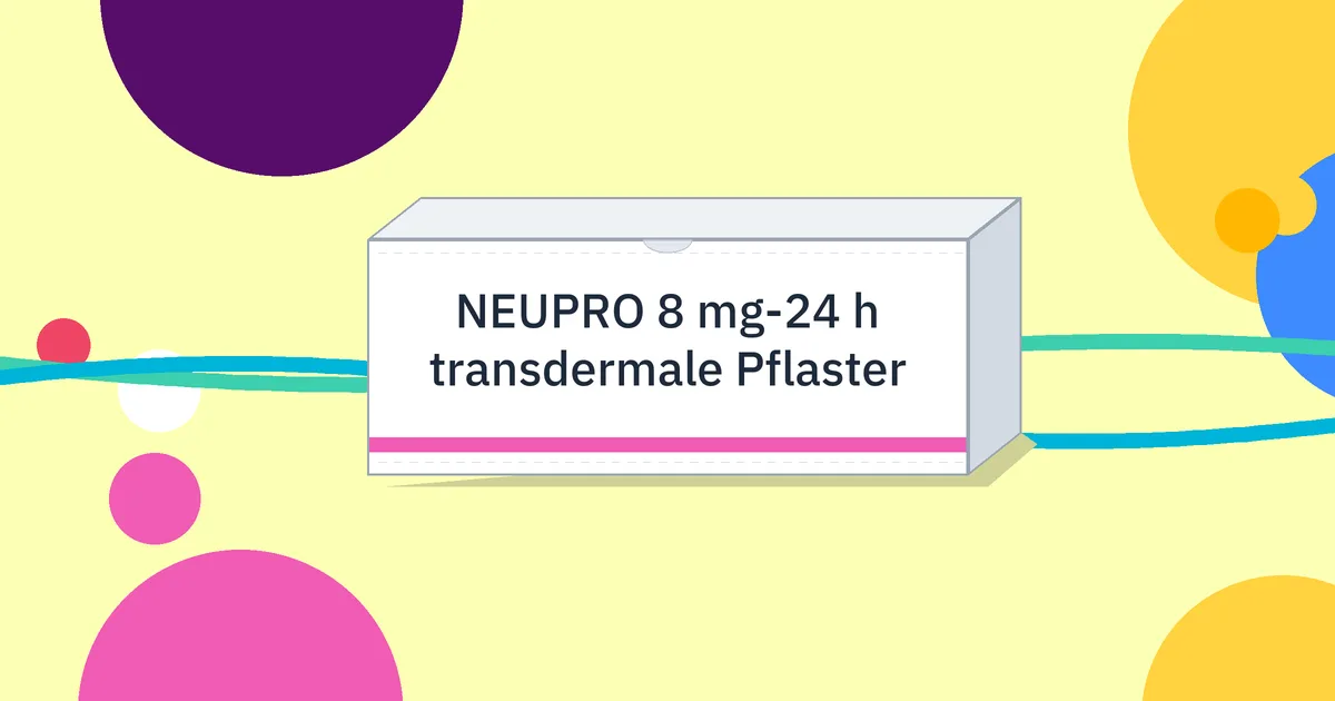 Symbolbild: Packung mit der Aufschrift NEUPRO 8 mg-24 h transdermale Pflaster (PZN 16123934) – Verfügbarkeit und Bezug in Apotheken in Frankfurt am Main