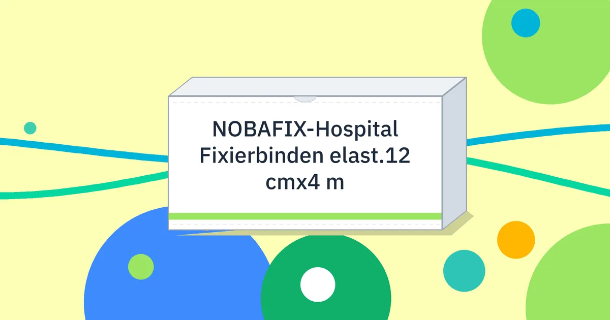 Symbolbild: Packung mit der Aufschrift NOBAFIX-Hospital Fixierbinden elast.12 cmx4 m (PZN 17559059) – Verfügbarkeit und Bezug in Apotheken in Frankfurt am Main
