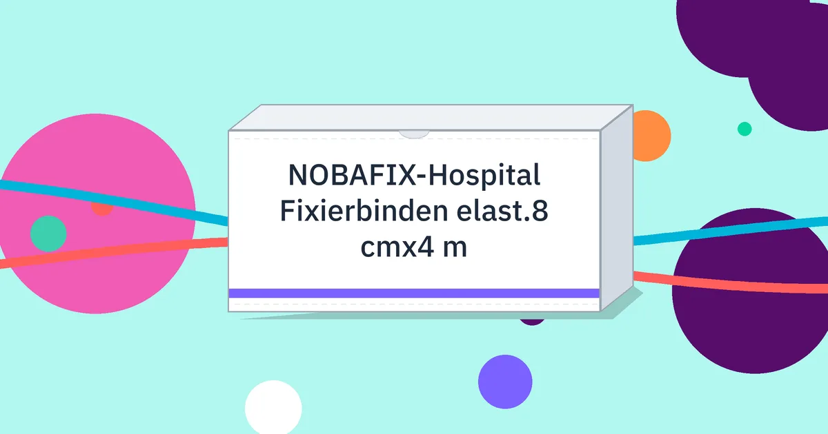 Symbolbild: Packung mit der Aufschrift NOBAFIX-Hospital Fixierbinden elast.8 cmx4 m (PZN 17559013) – Verfügbarkeit und Bezug in Apotheken in Frankfurt am Main