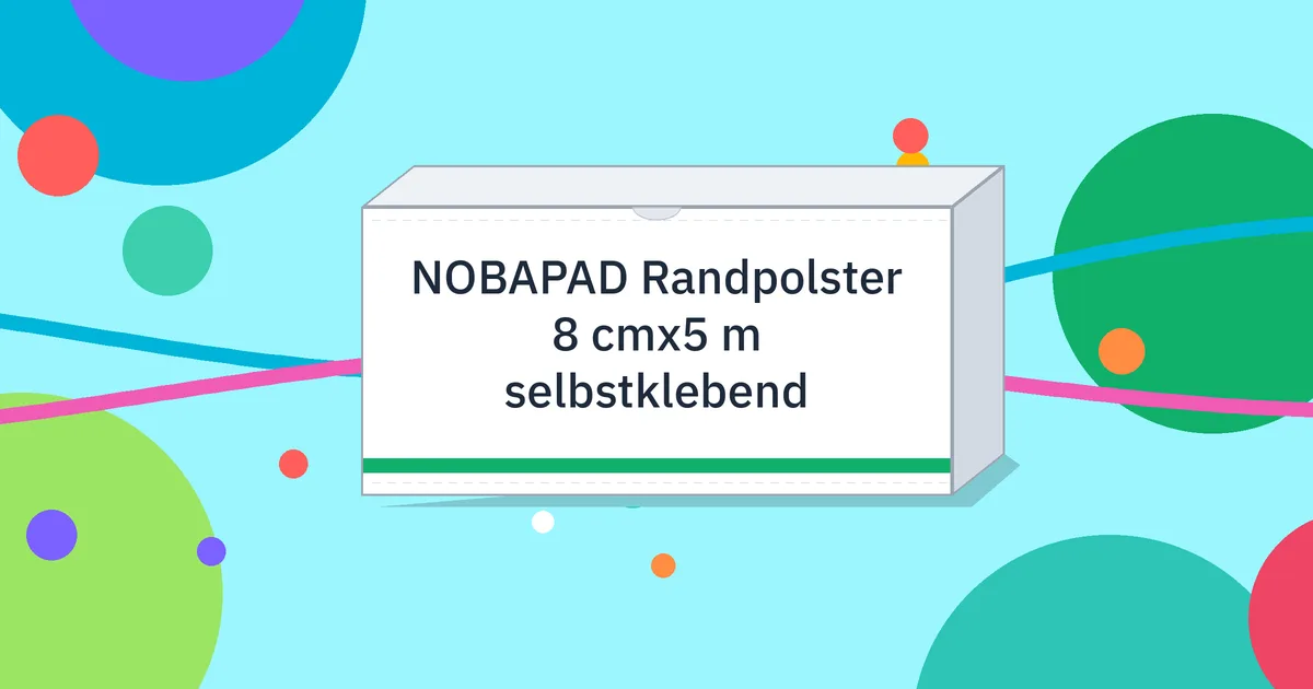 Symbolbild: Packung mit der Aufschrift NOBAPAD Randpolster 8 cmx5 m selbstklebend (PZN 16029371) – Verfügbarkeit und Bezug in Apotheken in Frankfurt am Main
