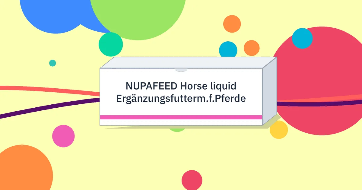 Symbolbild: Packung mit der Aufschrift NUPAFEED Horse liquid Ergänzungsfutterm.f.Pferde (PZN 14209838) – Verfügbarkeit und Bezug in Apotheken in Frankfurt am Main