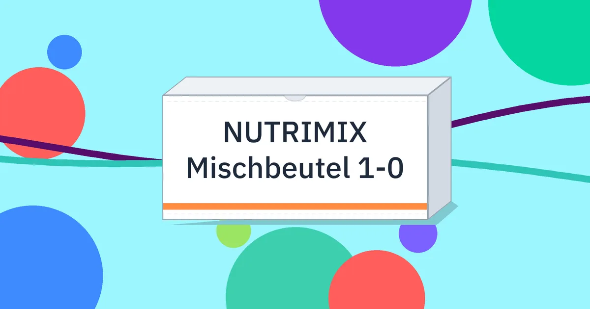 Symbolbild: Packung mit der Aufschrift NUTRIMIX Mischbeutel 1-0 (PZN 07640955) – Verfügbarkeit und Bezug in Apotheken in Frankfurt am Main