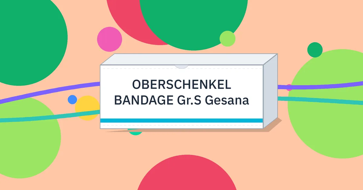 Symbolbild: Packung mit der Aufschrift OBERSCHENKEL BANDAGE Gr.S Gesana (PZN 03862162) – Verfügbarkeit und Bezug in Apotheken in Frankfurt am Main