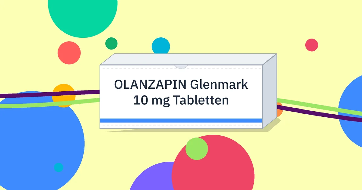 Symbolbild: Packung mit der Aufschrift OLANZAPIN Glenmark 10 mg Tabletten (PZN 19713814) – Verfügbarkeit und Bezug in Apotheken in Frankfurt am Main
