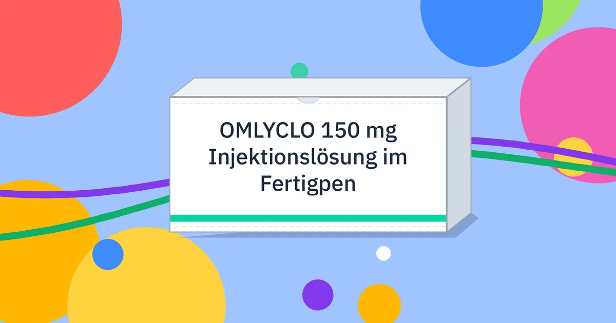 Symbolbild: Packung mit der Aufschrift OMLYCLO 150 mg Injektionslösung im Fertigpen (PZN 20300106) – Verfügbarkeit und Bezug in Apotheken in Frankfurt am Main