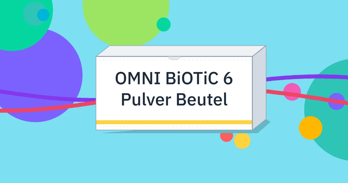 Symbolbild: Packung mit der Aufschrift OMNI BiOTiC 6 Pulver Beutel (PZN 02597663) – Verfügbarkeit und Bezug in Apotheken in Frankfurt am Main