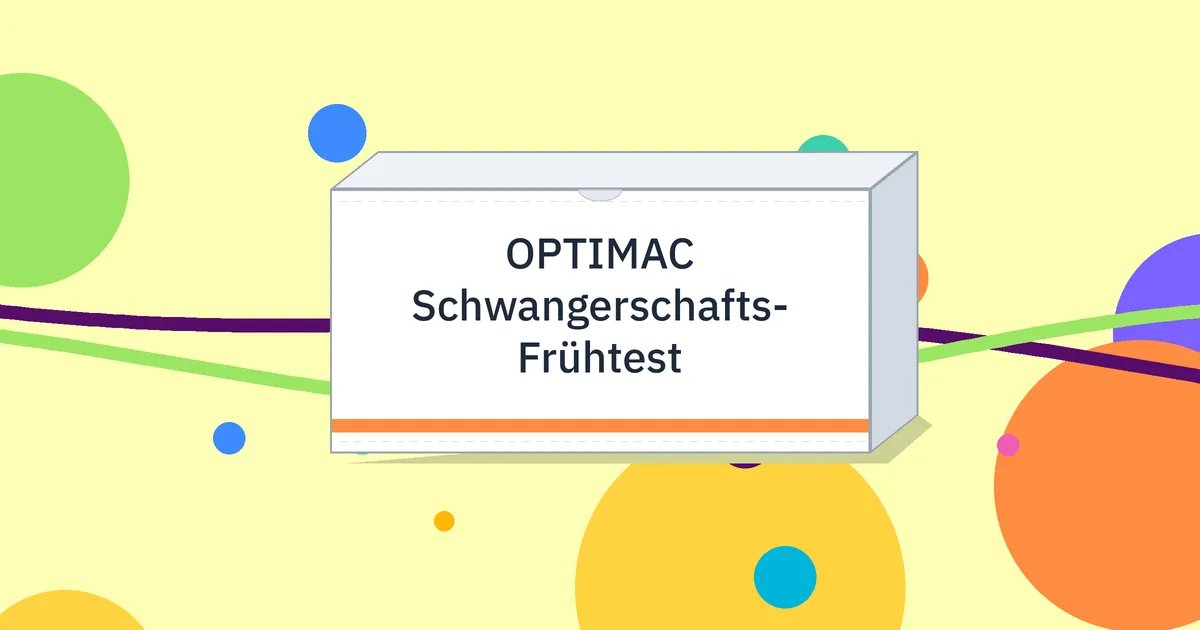 Symbolbild: Packung mit der Aufschrift OPTIMAC Schwangerschafts-Frühtest (PZN 01677383) – Verfügbarkeit und Bezug in Apotheken in Frankfurt am Main