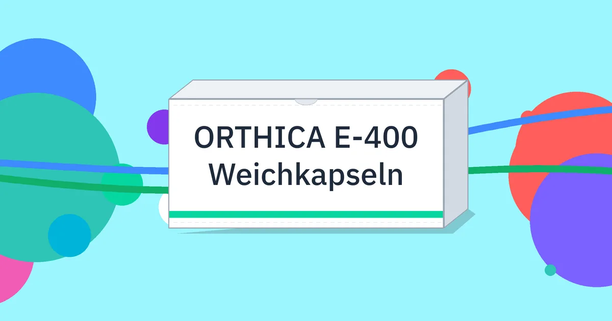 Symbolbild: Packung mit der Aufschrift ORTHICA E-400 Weichkapseln (PZN 13859586) – Verfügbarkeit und Bezug in Apotheken in Frankfurt am Main