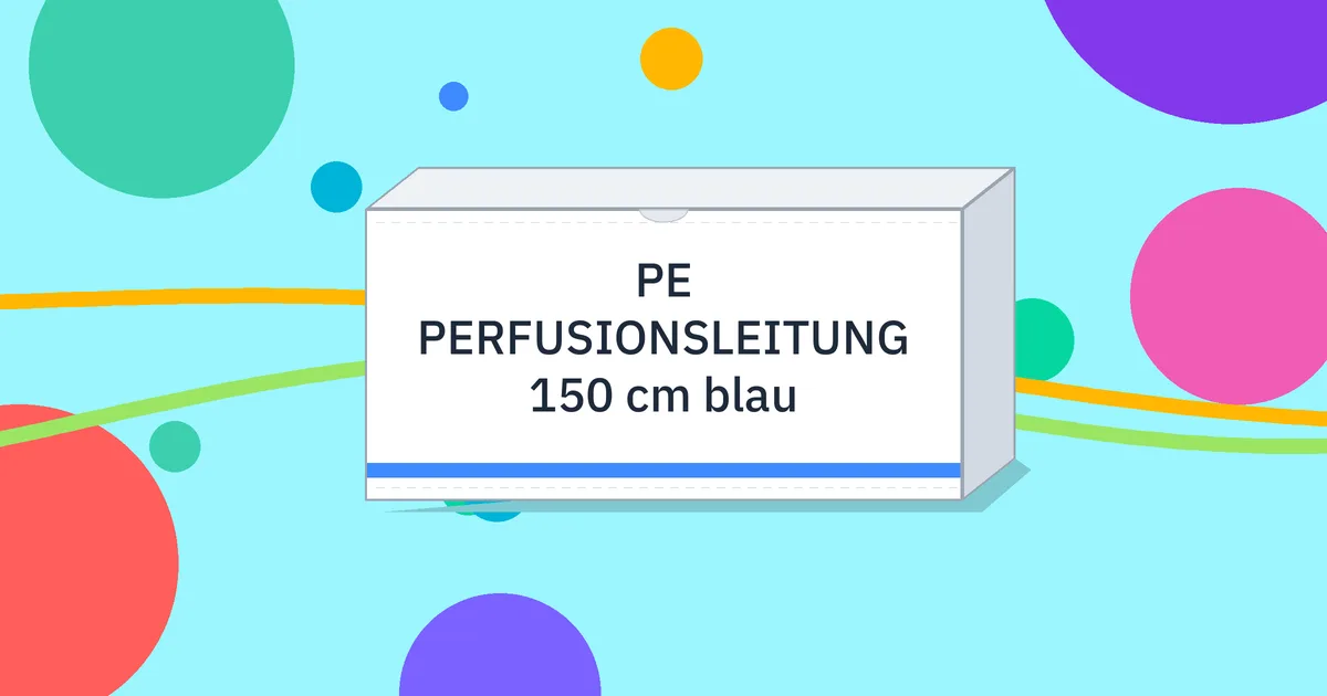 Symbolbild: Packung mit der Aufschrift PE PERFUSIONSLEITUNG 150 cm blau (PZN 04500030) – Verfügbarkeit und Bezug in Apotheken in Frankfurt am Main