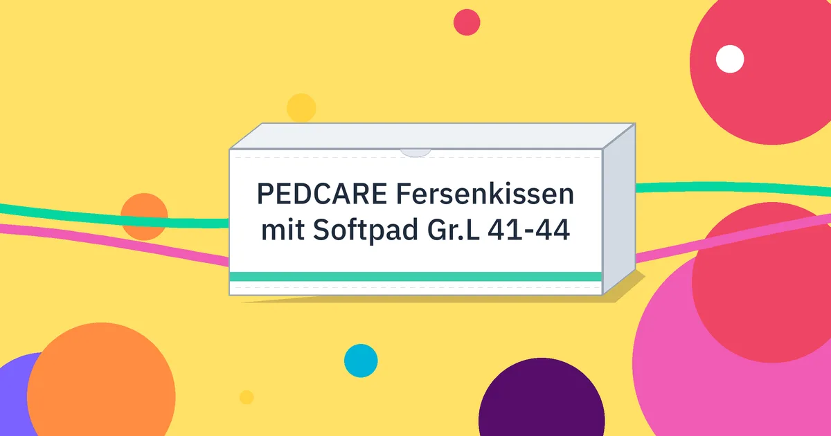 Symbolbild: Packung mit der Aufschrift PEDCARE Fersenkissen mit Softpad Gr.L 41-44 (PZN 13948019) – Verfügbarkeit und Bezug in Apotheken in Frankfurt am Main