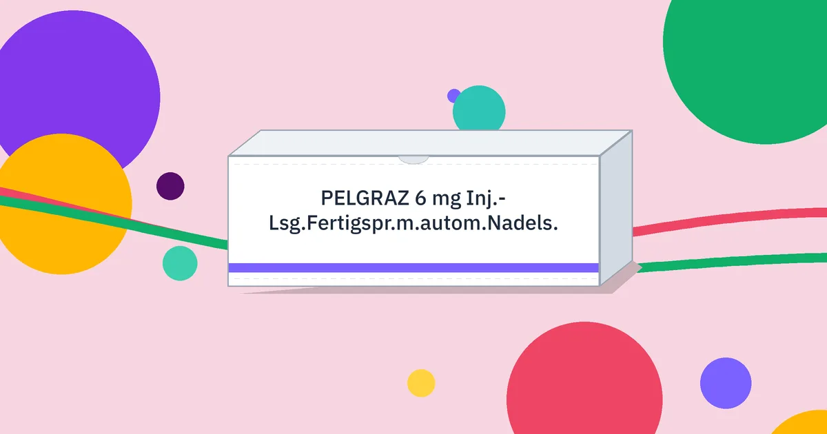 Symbolbild: Packung mit der Aufschrift PELGRAZ 6 mg Inj.-Lsg.Fertigspr.m.autom.Nadels. (PZN 16388880) – Verfügbarkeit und Bezug in Apotheken in Frankfurt am Main