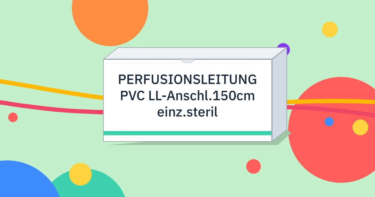 Symbolbild: Packung mit der Aufschrift PERFUSIONSLEITUNG PVC LL-Anschl.150cm einz.steril (PZN 15246310) – Verfügbarkeit und Bezug in Apotheken in Frankfurt am Main