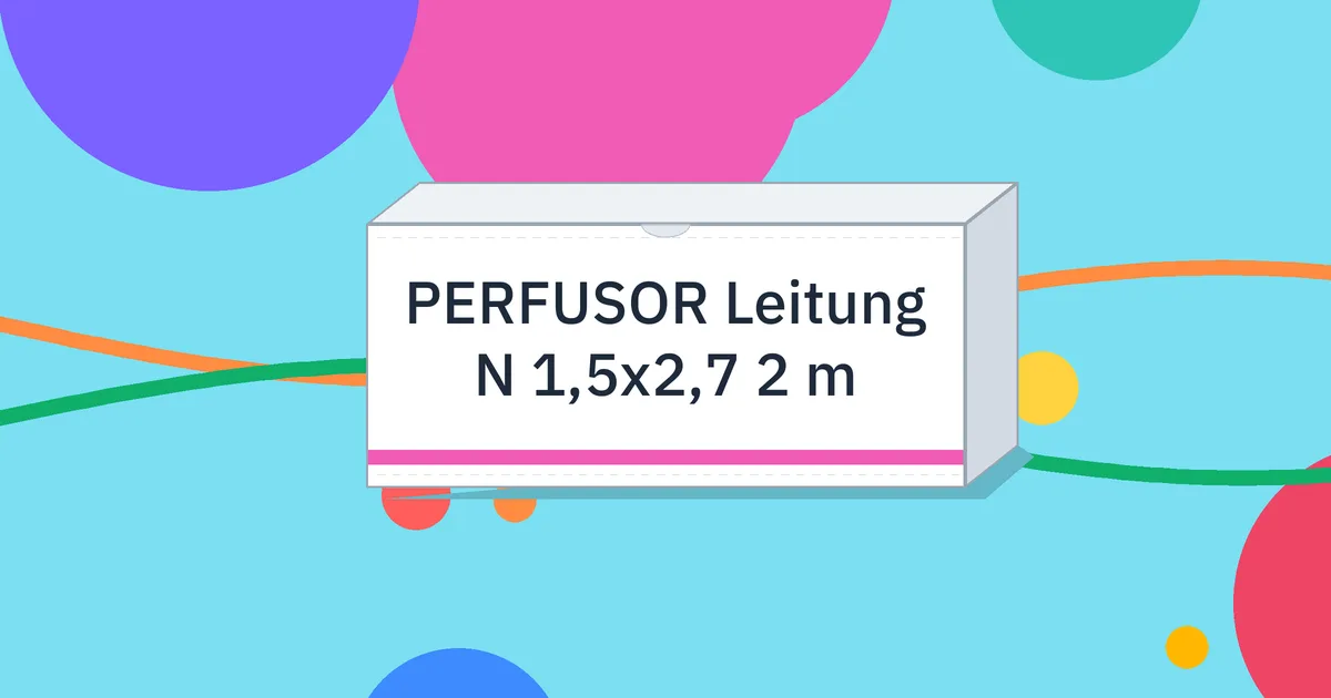 Symbolbild: Packung mit der Aufschrift PERFUSOR Leitung N 1,5x2,7 2 m (PZN 19621779) – Verfügbarkeit und Bezug in Apotheken in Frankfurt am Main