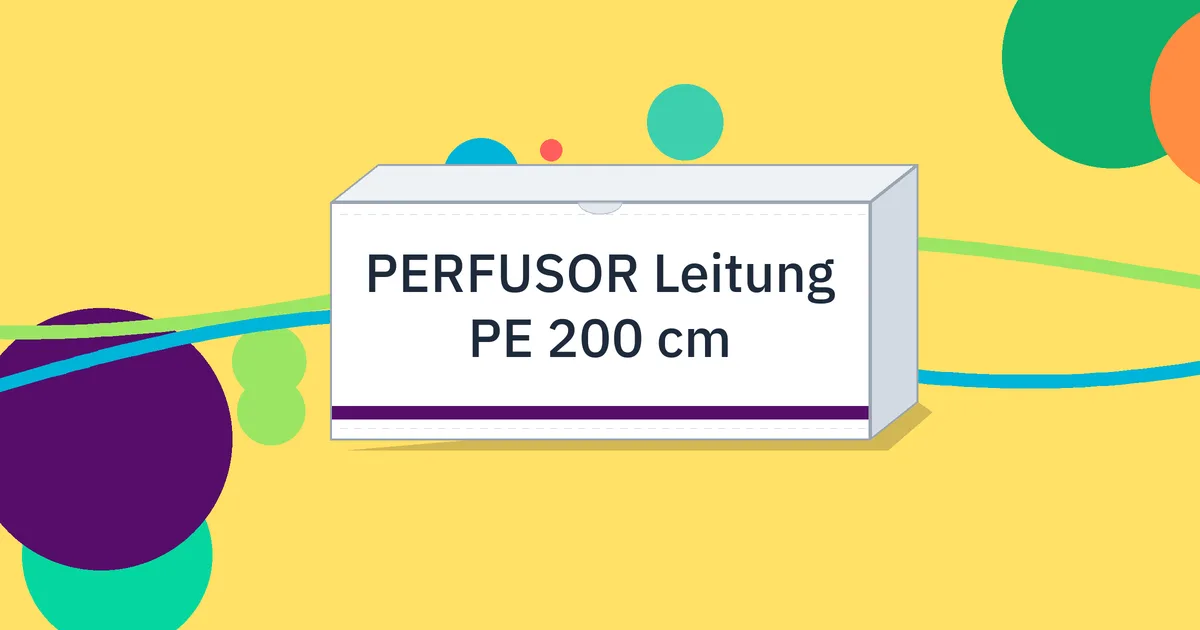 Symbolbild: Packung mit der Aufschrift PERFUSOR Leitung PE 200 cm (PZN 06100642) – Verfügbarkeit und Bezug in Apotheken in Frankfurt am Main