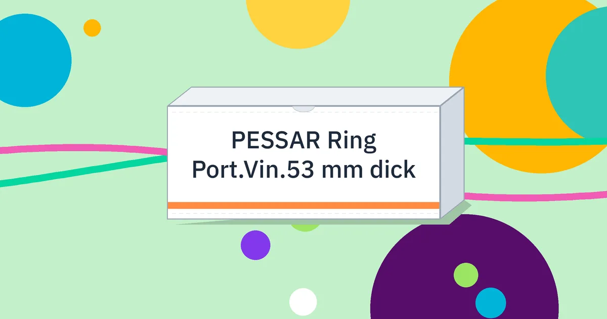 Symbolbild: Packung mit der Aufschrift PESSAR Ring Port.Vin.53 mm dick (PZN 01967388) – Verfügbarkeit und Bezug in Apotheken in Frankfurt am Main