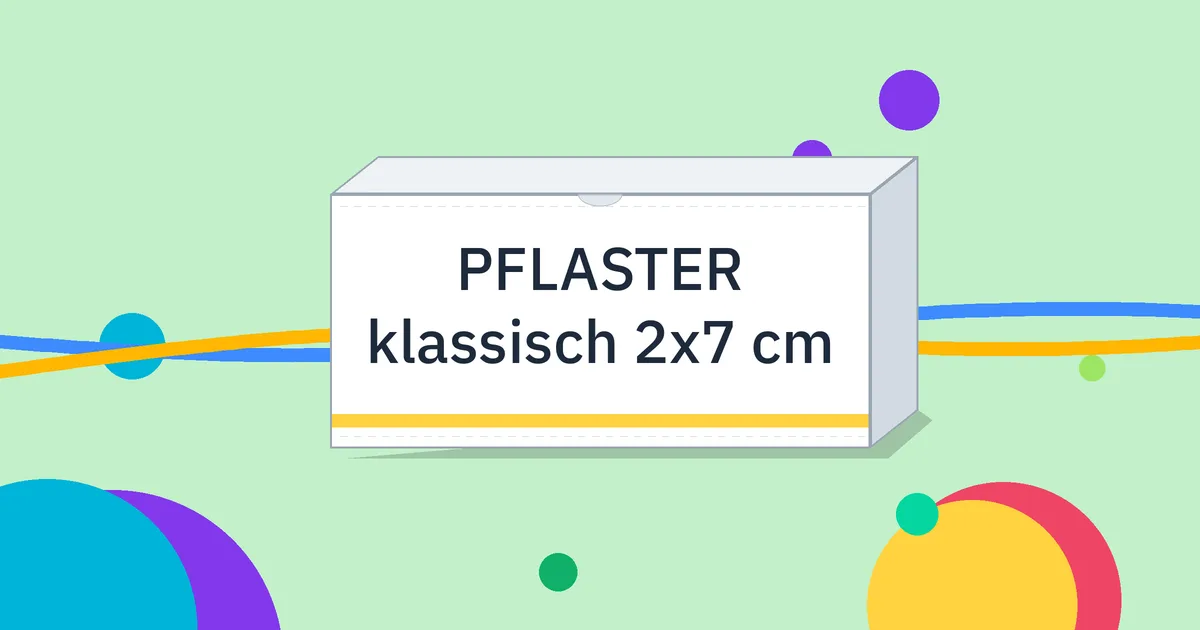 Symbolbild: Packung mit der Aufschrift PFLASTER klassisch 2x7 cm (PZN 07566093) – Verfügbarkeit und Bezug in Apotheken in Frankfurt am Main