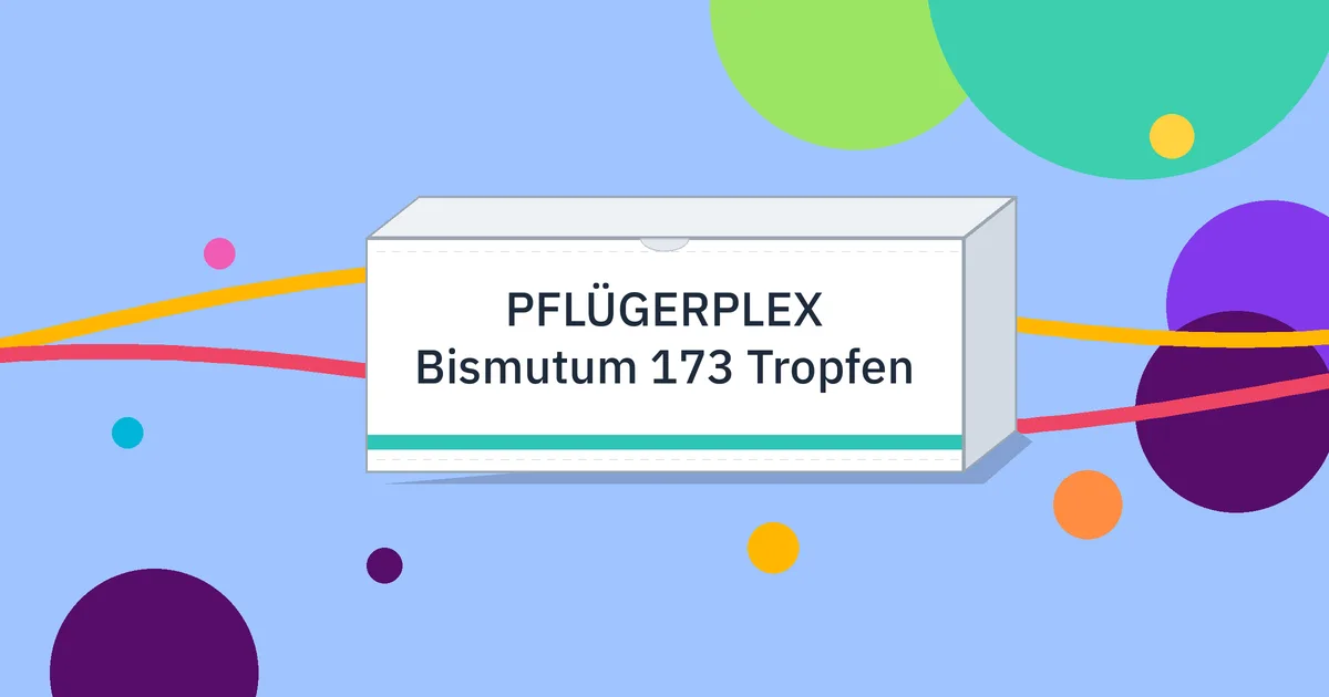 Symbolbild: Packung mit der Aufschrift PFLÜGERPLEX Bismutum 173 Tropfen (PZN 04846805) – Verfügbarkeit und Bezug in Apotheken in Frankfurt am Main