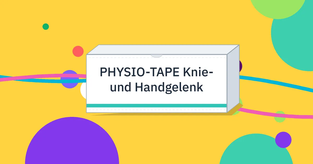 Symbolbild: Packung mit der Aufschrift PHYSIO-TAPE Knie- und Handgelenk (PZN 15249679) – Verfügbarkeit und Bezug in Apotheken in Frankfurt am Main