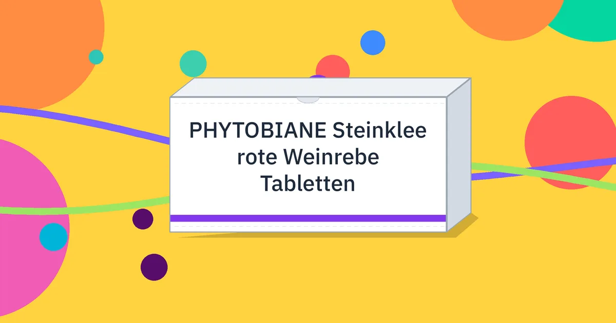 Symbolbild: Packung mit der Aufschrift PHYTOBIANE Steinklee rote Weinrebe Tabletten (PZN 20157318) – Verfügbarkeit und Bezug in Apotheken in Frankfurt am Main