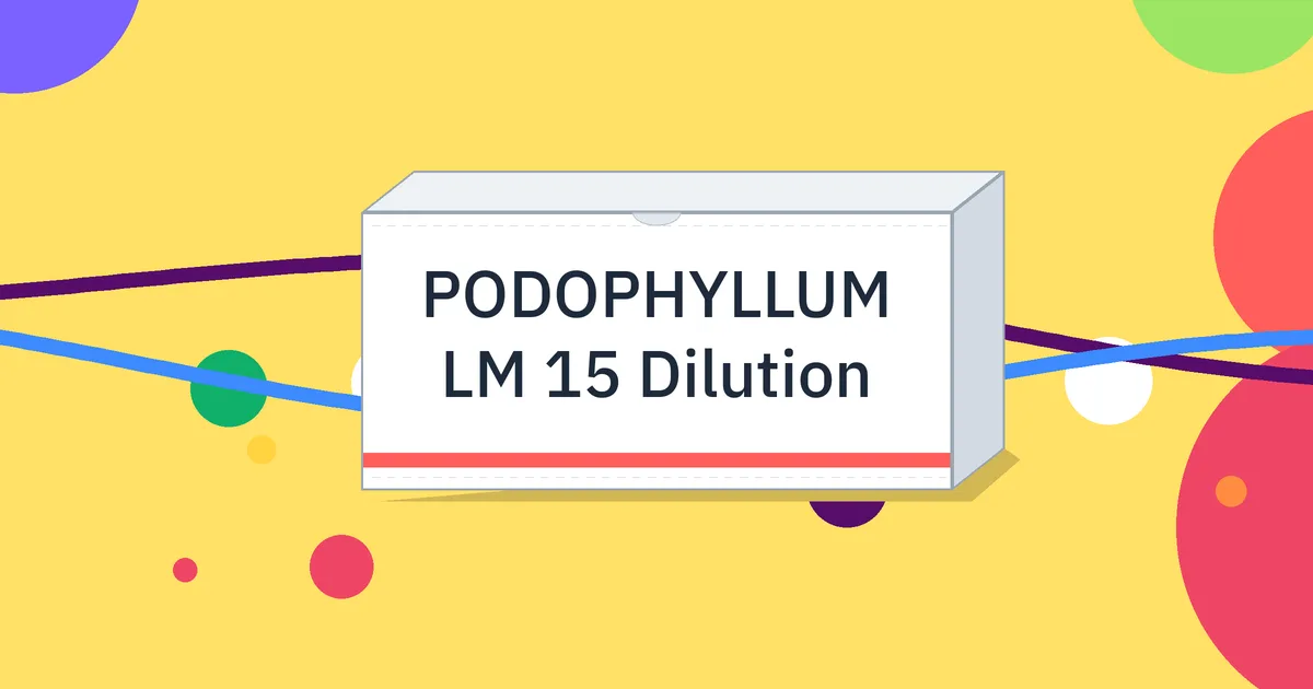 Symbolbild: Packung mit der Aufschrift PODOPHYLLUM LM 15 Dilution (PZN 13042968) – Verfügbarkeit und Bezug in Apotheken in Frankfurt am Main