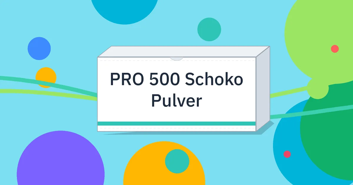 Symbolbild: Packung mit der Aufschrift PRO 500 Schoko Pulver (PZN 07302164) – Verfügbarkeit und Bezug in Apotheken in Frankfurt am Main