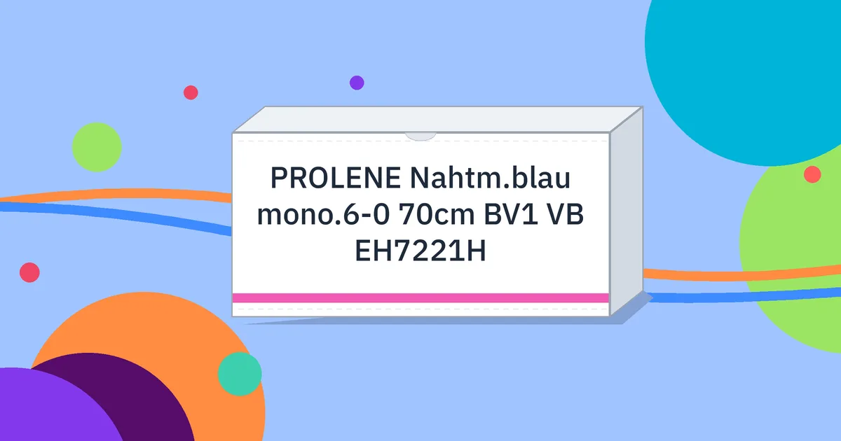 Symbolbild: Packung mit der Aufschrift PROLENE Nahtm.blau mono.6-0 70cm BV1 VB EH7221H (PZN 20924031) – Verfügbarkeit und Bezug in Apotheken in Frankfurt am Main