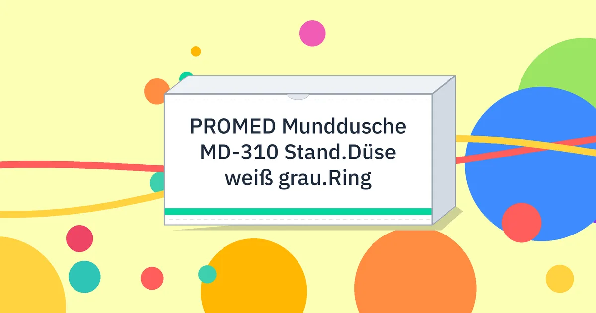 Symbolbild: Packung mit der Aufschrift PROMED Munddusche MD-310 Stand.Düse weiß grau.Ring (PZN 20843568) – Verfügbarkeit und Bezug in Apotheken in Frankfurt am Main