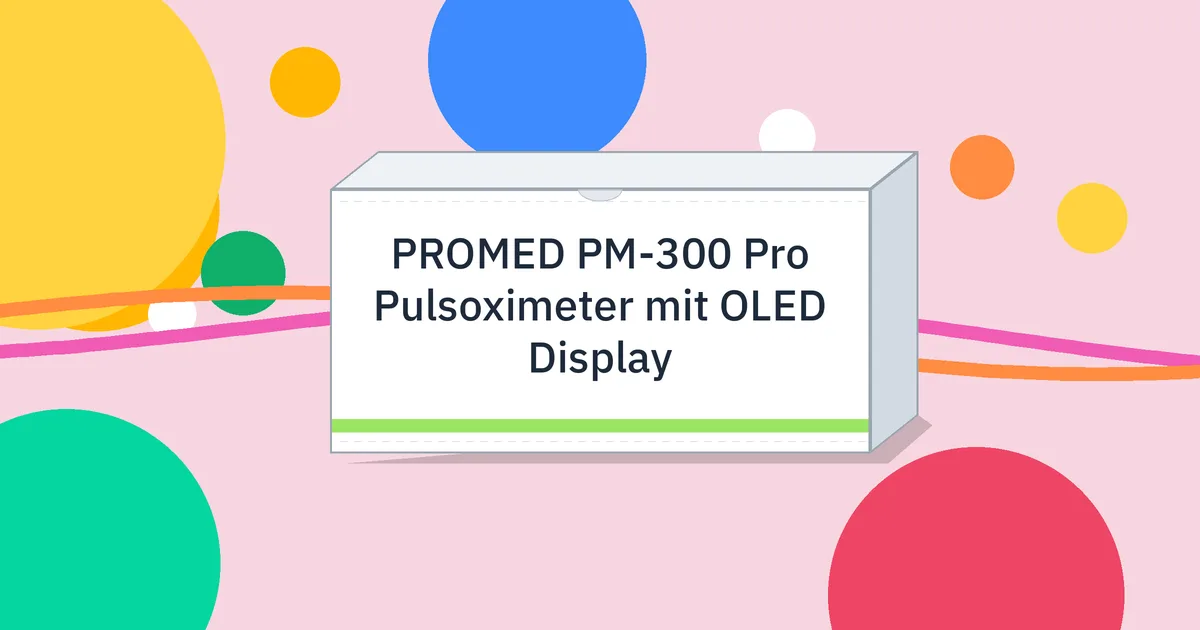 Symbolbild: Packung mit der Aufschrift PROMED PM-300 Pro Pulsoximeter mit OLED Display (PZN 20799749) – Verfügbarkeit und Bezug in Apotheken in Frankfurt am Main