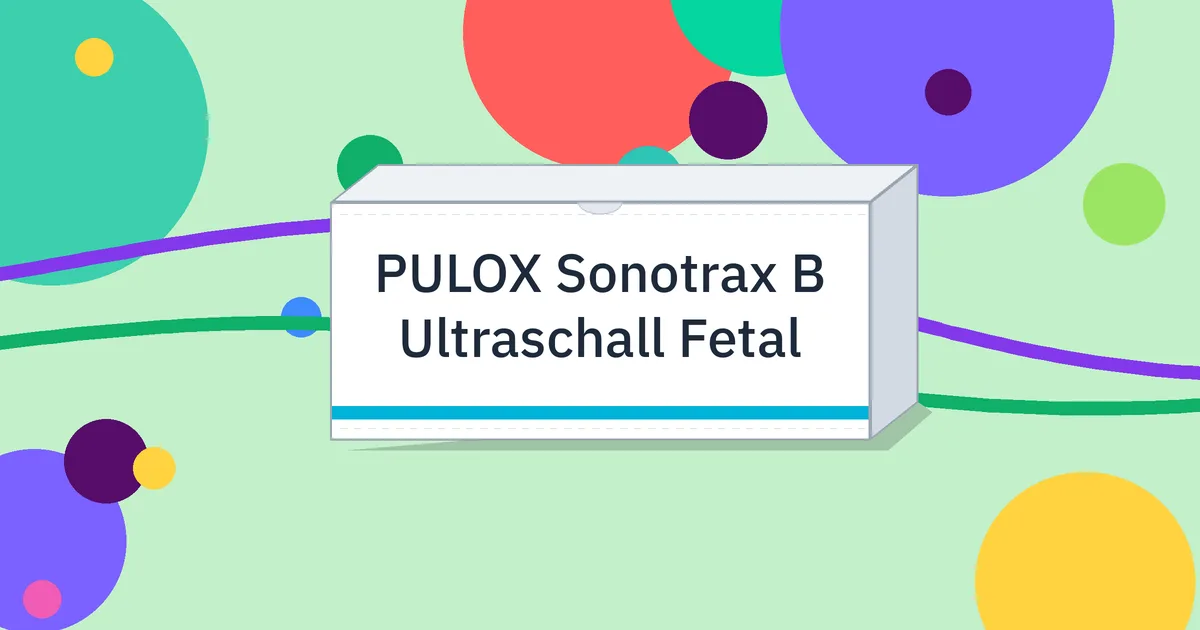 Symbolbild: Packung mit der Aufschrift PULOX Sonotrax B Ultraschall Fetal (PZN 16778285) – Verfügbarkeit und Bezug in Apotheken in Frankfurt am Main