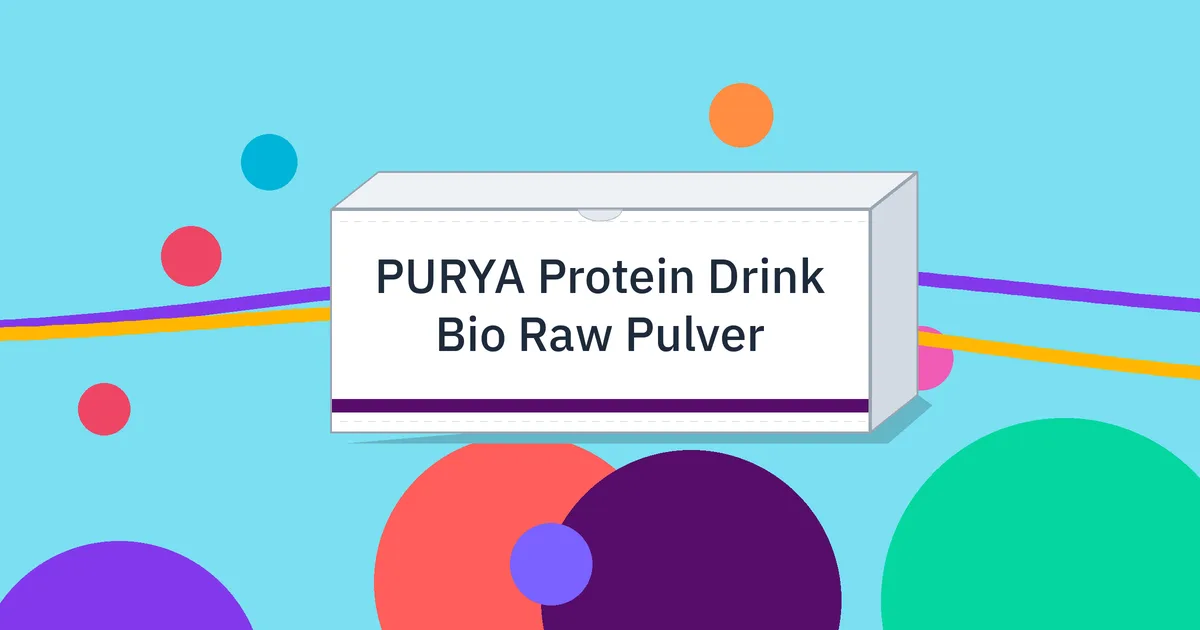 Symbolbild: Packung mit der Aufschrift PURYA Protein Drink Bio Raw Pulver (PZN 14277159) – Verfügbarkeit und Bezug in Apotheken in Frankfurt am Main