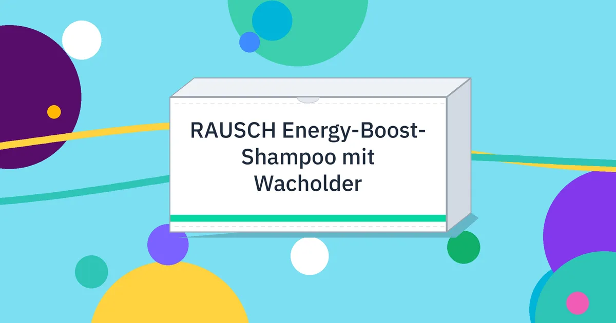 Symbolbild: Packung mit der Aufschrift RAUSCH Energy-Boost-Shampoo mit Wacholder (PZN 19989539) – Verfügbarkeit und Bezug in Apotheken in Frankfurt am Main