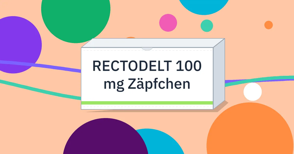 Symbolbild: Packung mit der Aufschrift RECTODELT 100 mg Zäpfchen (PZN 16605248) – Verfügbarkeit und Bezug in Apotheken in Frankfurt am Main