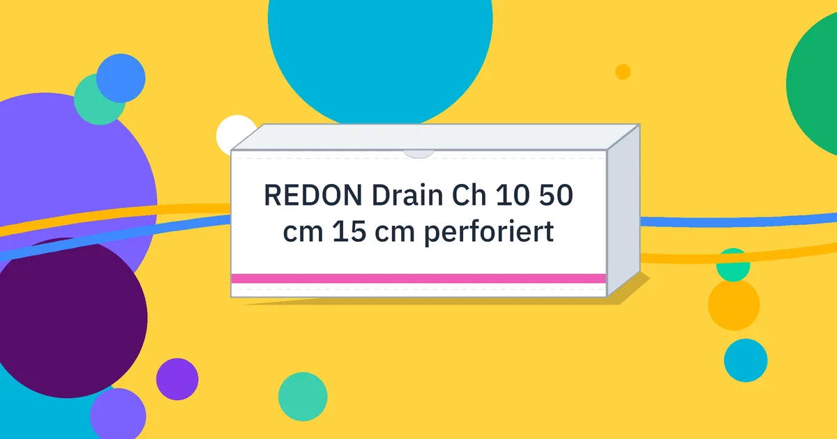 Symbolbild: Packung mit der Aufschrift REDON Drain Ch 10 50 cm 15 cm perforiert (PZN 12733222) – Verfügbarkeit und Bezug in Apotheken in Frankfurt am Main