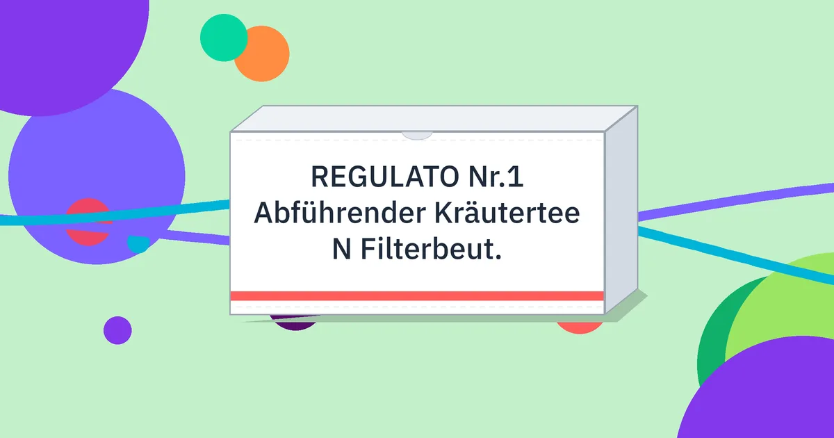 Symbolbild: Packung mit der Aufschrift REGULATO Nr.1 Abführender Kräutertee N Filterbeut. (PZN 02166816) – Verfügbarkeit und Bezug in Apotheken in Frankfurt am Main