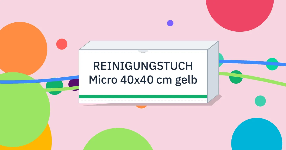 Symbolbild: Packung mit der Aufschrift REINIGUNGSTUCH Micro 40x40 cm gelb (PZN 06565559) – Verfügbarkeit und Bezug in Apotheken in Frankfurt am Main