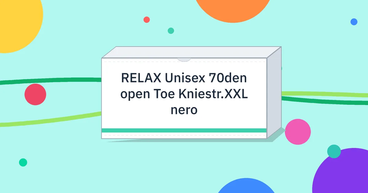 Symbolbild: Packung mit der Aufschrift RELAX Unisex 70den open Toe Kniestr.XXL nero (PZN 16224658) – Verfügbarkeit und Bezug in Apotheken in Frankfurt am Main
