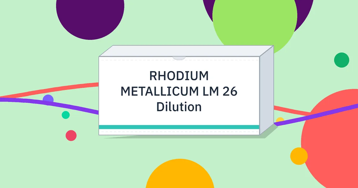 Symbolbild: Packung mit der Aufschrift RHODIUM METALLICUM LM 26 Dilution (PZN 13050554) – Verfügbarkeit und Bezug in Apotheken in Frankfurt am Main