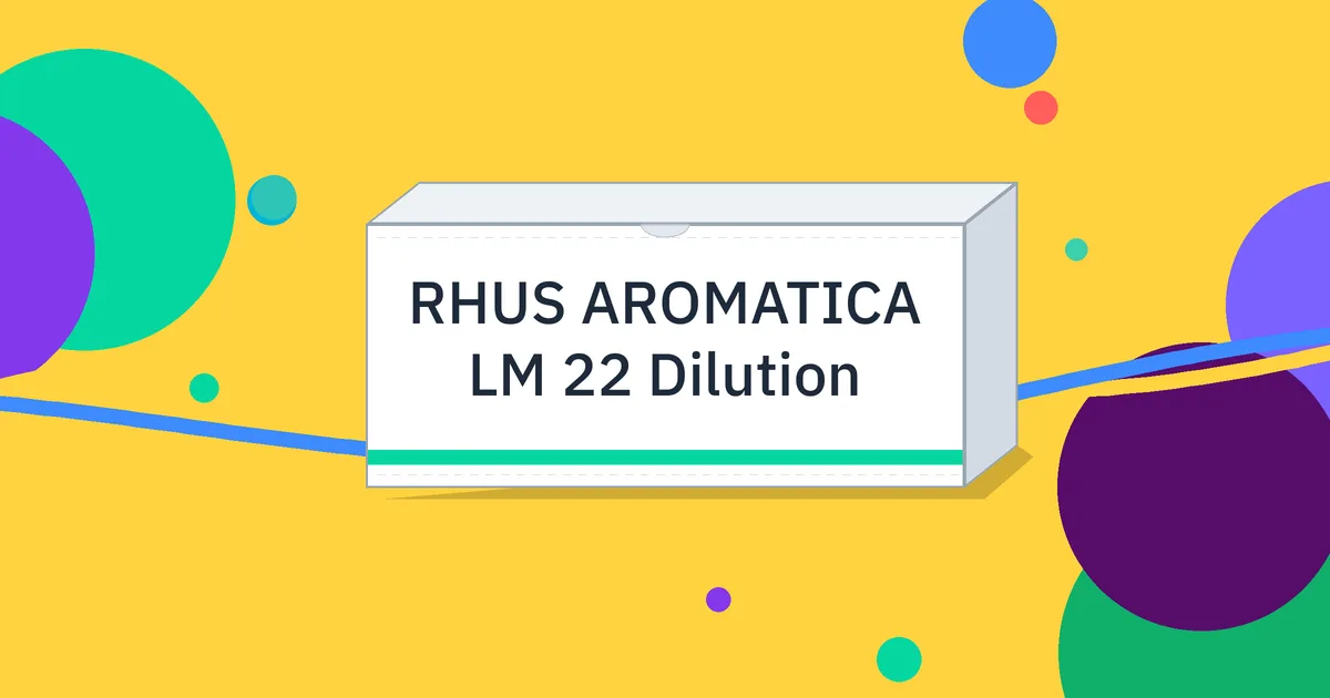 Symbolbild: Packung mit der Aufschrift RHUS AROMATICA LM 22 Dilution (PZN 13051909) – Verfügbarkeit und Bezug in Apotheken in Frankfurt am Main