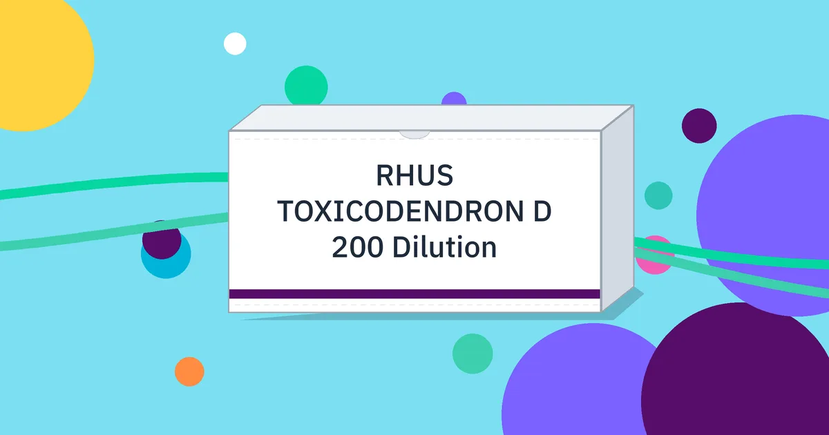 Symbolbild: Packung mit der Aufschrift RHUS TOXICODENDRON D 200 Dilution (PZN 07178936) – Verfügbarkeit und Bezug in Apotheken in Frankfurt am Main