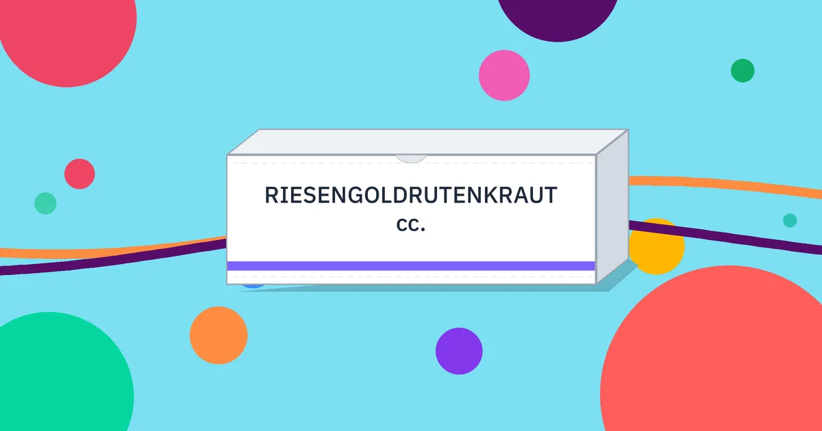 Symbolbild: Packung mit der Aufschrift RIESENGOLDRUTENKRAUT cc. (PZN 20953937) – Verfügbarkeit und Bezug in Apotheken in Frankfurt am Main