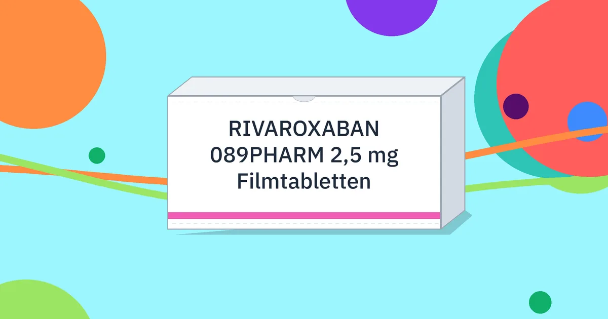 Symbolbild: Packung mit der Aufschrift RIVAROXABAN 089PHARM 2,5 mg Filmtabletten (PZN 18793018) – Verfügbarkeit und Bezug in Apotheken in Frankfurt am Main