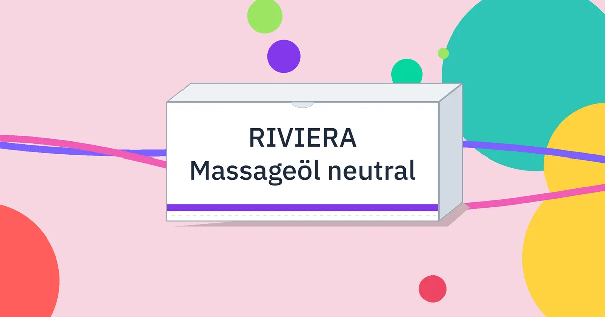Symbolbild: Packung mit der Aufschrift RIVIERA Massageöl neutral (PZN 20893282) – Verfügbarkeit und Bezug in Apotheken in Frankfurt am Main