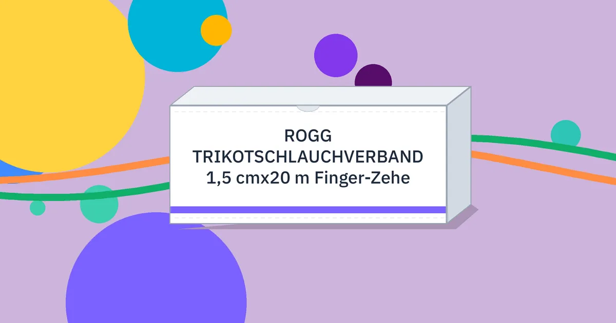 Symbolbild: Packung mit der Aufschrift ROGG TRIKOTSCHLAUCHVERBAND 1,5 cmx20 m Finger-Zehe (PZN 04976229) – Verfügbarkeit und Bezug in Apotheken in Frankfurt am Main