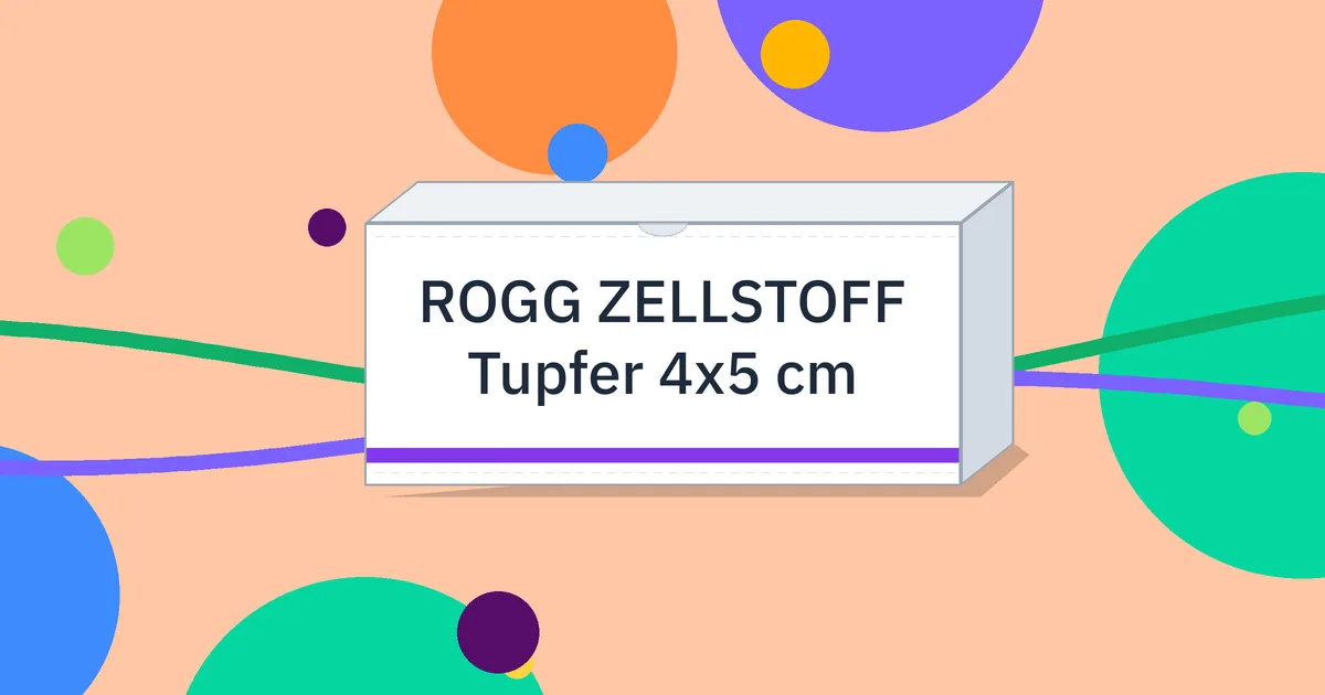 Symbolbild: Packung mit der Aufschrift ROGG ZELLSTOFF Tupfer 4x5 cm (PZN 03438837) – Verfügbarkeit und Bezug in Apotheken in Frankfurt am Main